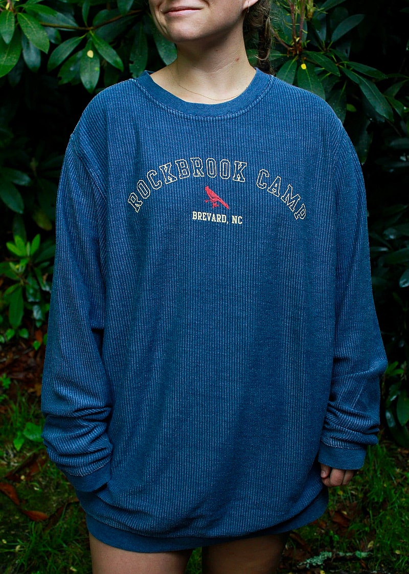 Navy Knit Corduroy Crew Pullover | Rockbrook Camp Store