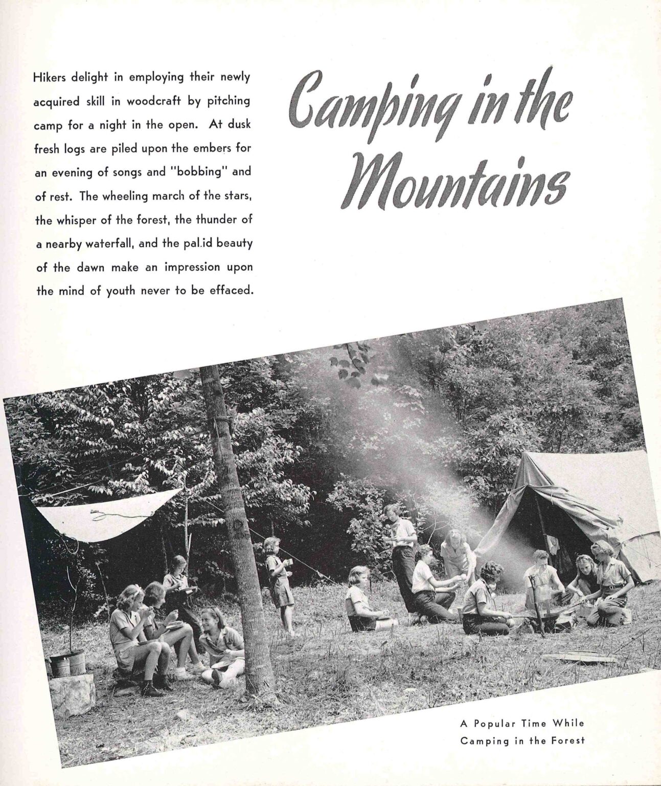 Camping in the Mountains | 1941 Rockbrook Catalog | Rockbrook Camp